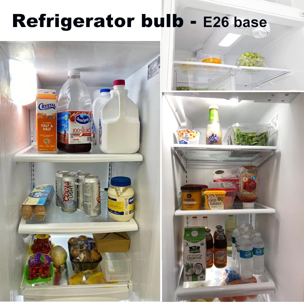 ZSCBBKJ Led Refrigerator Light Bulb Replacement 40W 60W E26 Base Appliance Light Bulb, 6W Daylight White 5000K Medium Base Fridge Light Bulbs, Non-Dimmable Freezer Home Lighting Lamp 2 Pack