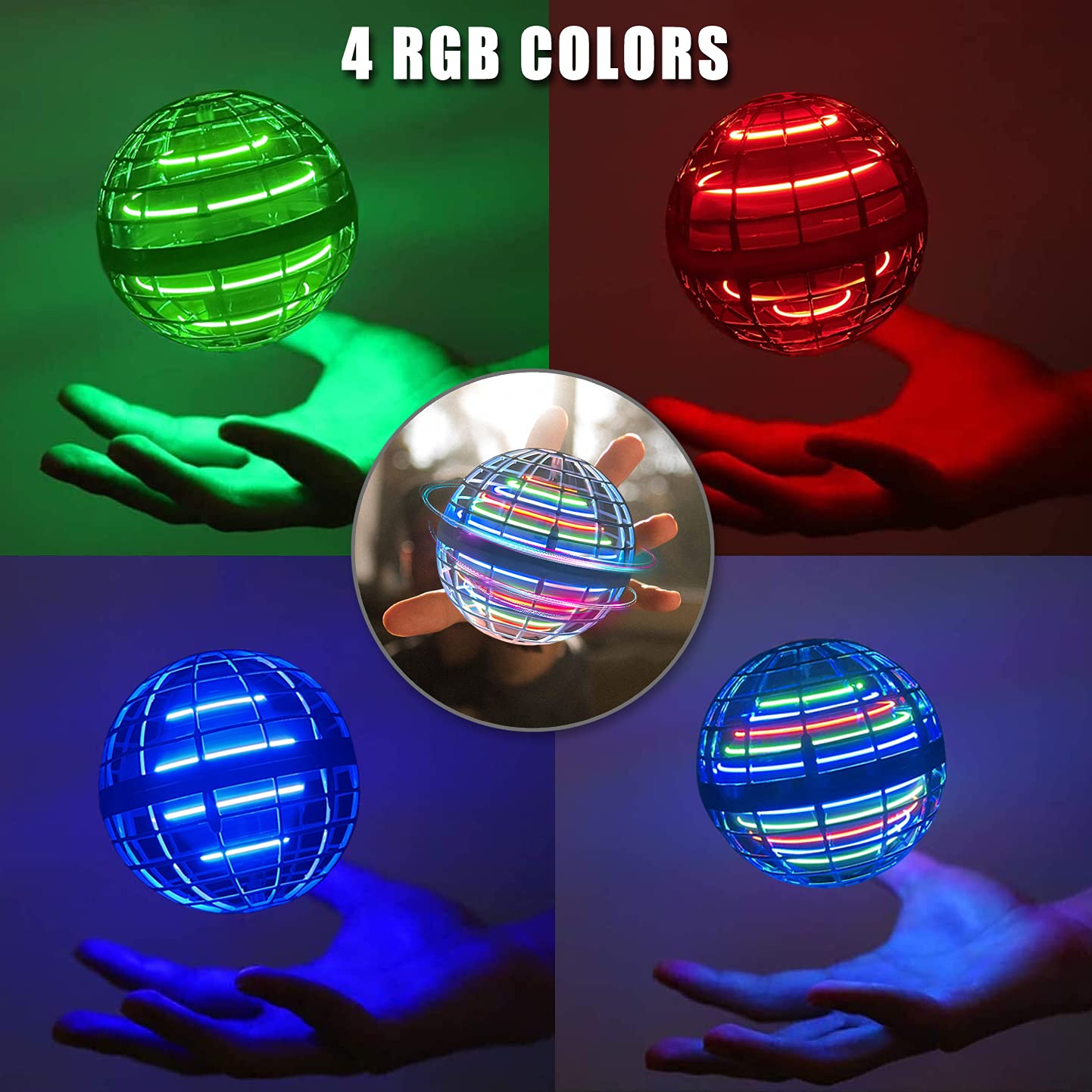 Flying Ball Toys Mini Drone Flying Ball 360 Rotating Magic Controller USB Rechargeable Built-in RGB Lights Magic Flying Toys,Great Surprise and Safe Gift for Kids Outdoor Indoor [2023 Upgraded]