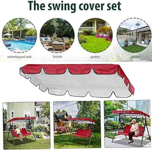 BTURYT Swing Top Replacement Canopy Cover, Outdoor Patio Swing Canopy Replacement Top Cover, 210DWaterproof Oxford Cloth Canopy Replacement Cover for 2/3-Seater-Swing Chair