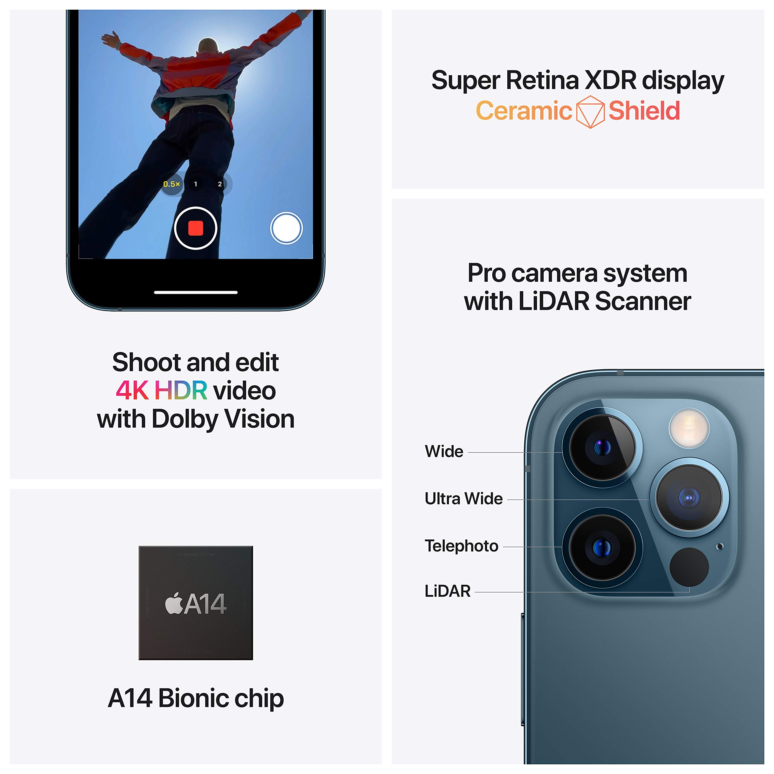 Apple iPhone 12 Pro (128GB, Graphite) [Locked] + Carrier Subscription