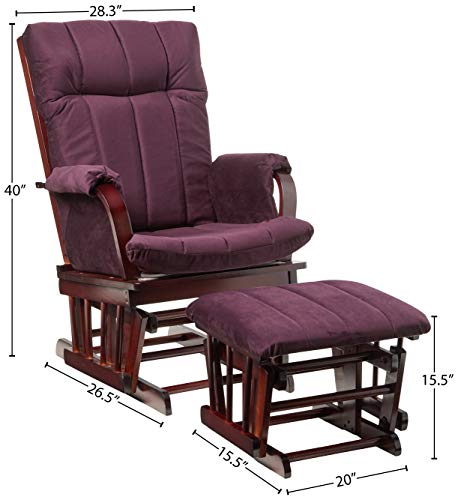 Artiva USA Wood Glider Chair and Ottoman Mircofiber Cushion Set