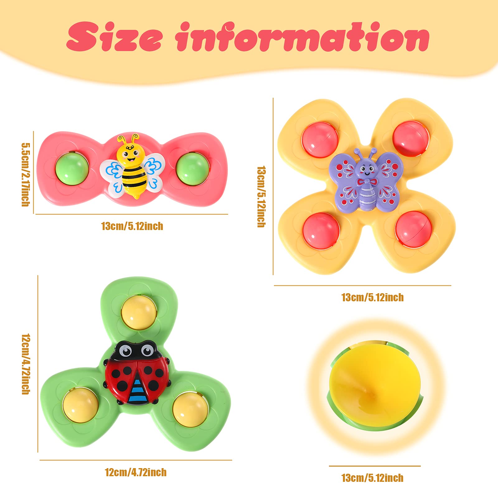 Harrycle 6 Pieces Suction Cup Spinner Toy Sea Theme Sensory Bath Spinner Toys Bear Butterfly Suction Toys for Birthday Learning Game and Party Supplies (Novelty Style)