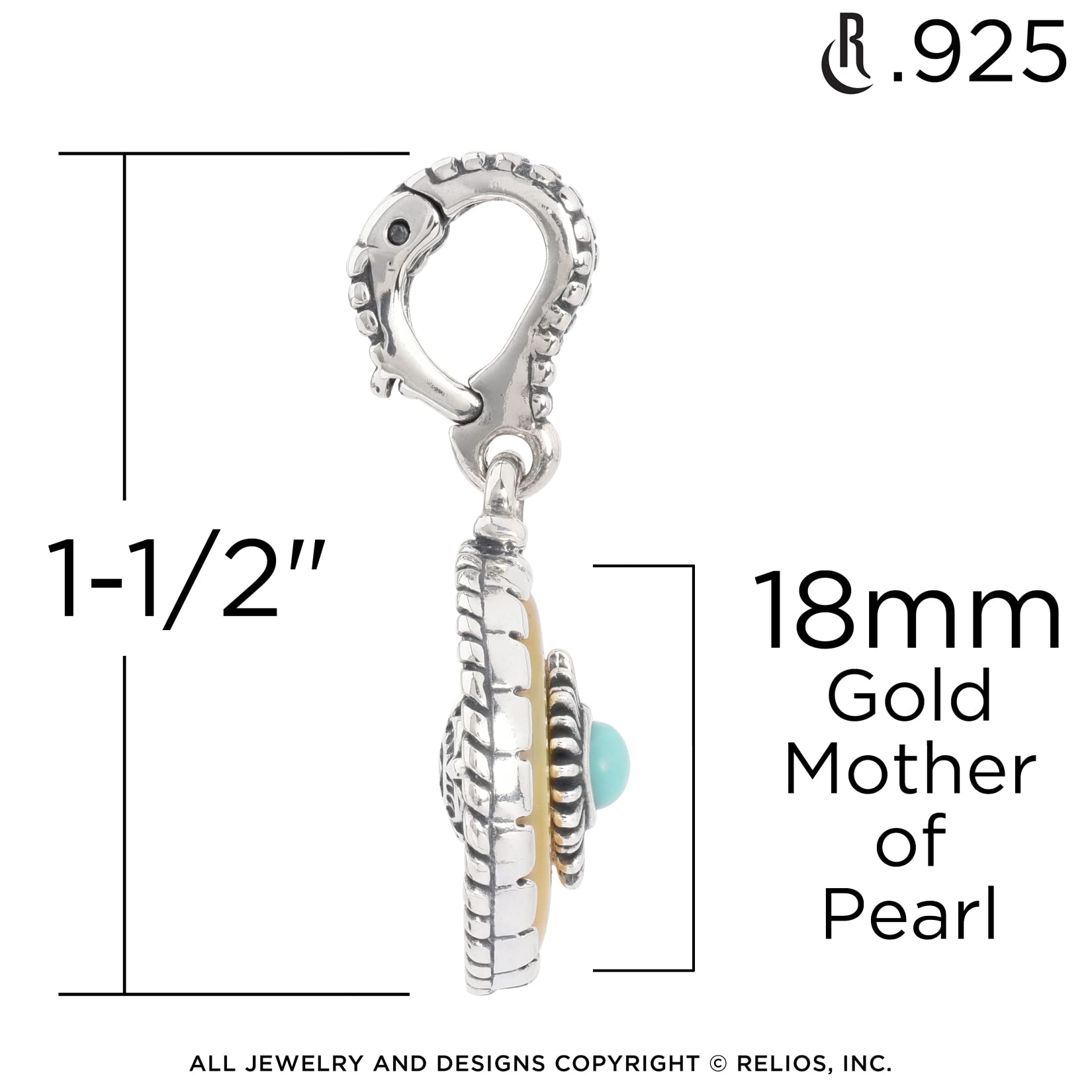 American West Sterling Silver Gold Mother of Pearl & Turquoise Gemstone Evil Eye Charm Pendant