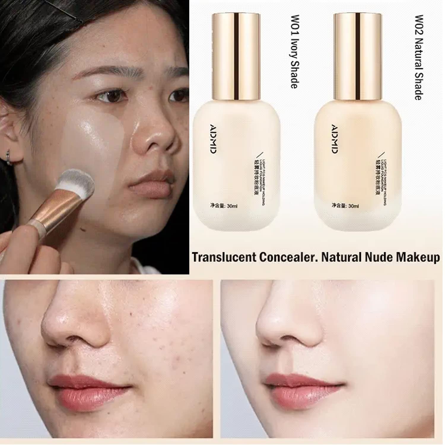 ADMD Foundation, Hydrating Waterproof and Light Long Lasting Foundation (Natural)