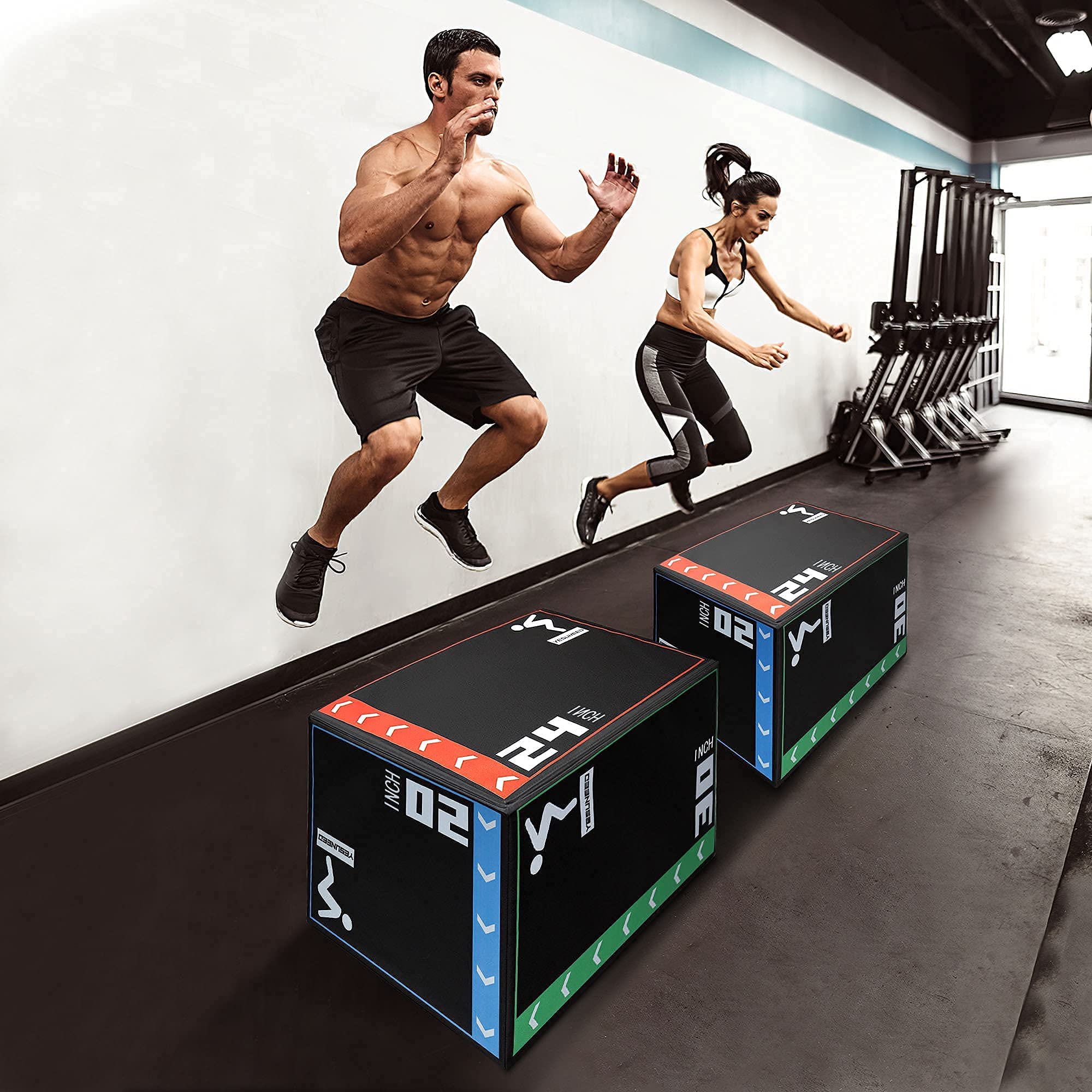 Holleyweb 3 in 1 Foam Plyometric Jump Box Jump Training & Conditioning-Plyo Jump Box for Jump Training Fitness Workout Exercise