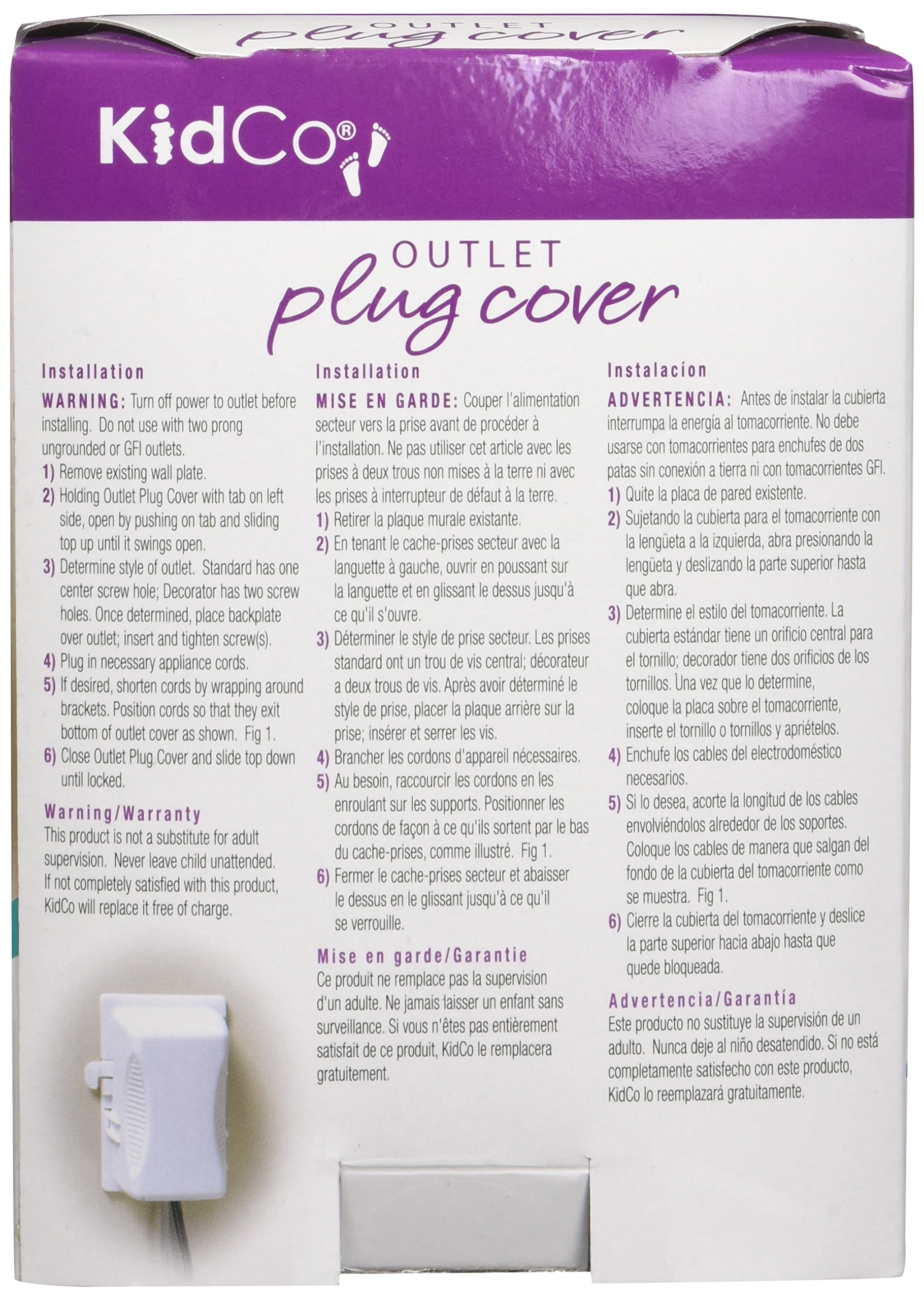 KidCo Outlet Plug Cover S211, White, Baby Safety Electrical Outlet Cover Box Childproof Large Plug Cover for Babyproofing Outlets Easy to Install & Use