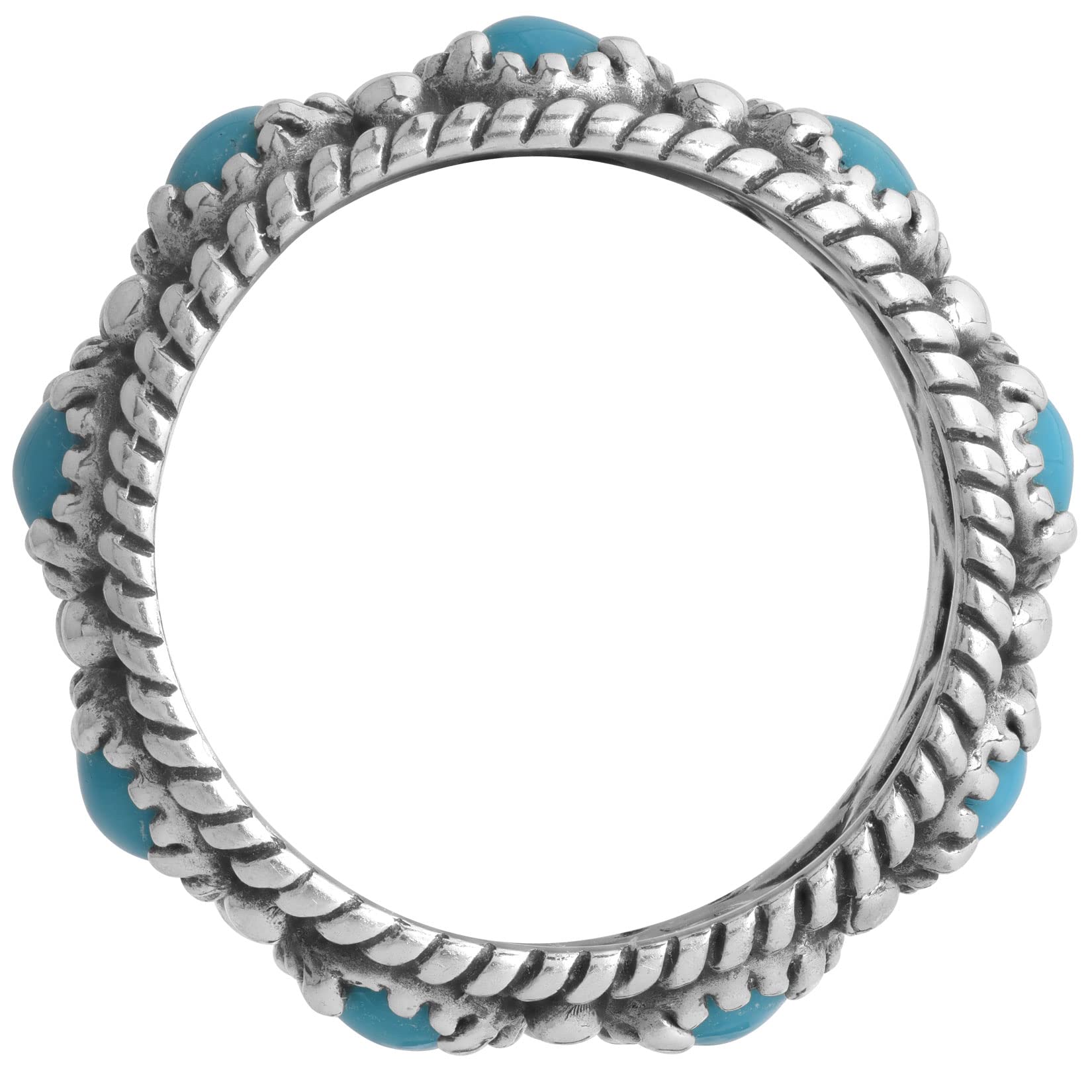American West Sterling Silver Women's Ring Blue Turquoise Gemstone Size 8
