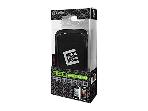Armband for Apple iPhone 5 5s 4 4S (10 inches long band) -Neoprene-Lightweight-Washable- by Cellet – Black - Retail Packaging