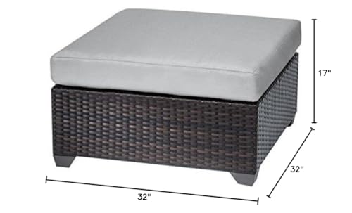 BOWERY HILL 17'' Resin Wicker/Fabric Thick Cushion Patio Ottoman in Gray