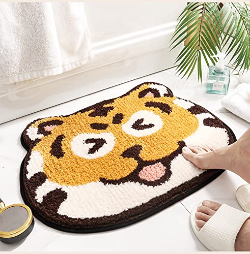 Ankah Bathroom Rugs Bath Mat, Luxury Soft Shaggy Microfiber Shower Rug, Absorbent & Slip Resistant Plush Carpets, Hotel Spa Shower & Bathtub Mats, Machine Washable,19.68"x 25.6", Tiger Face