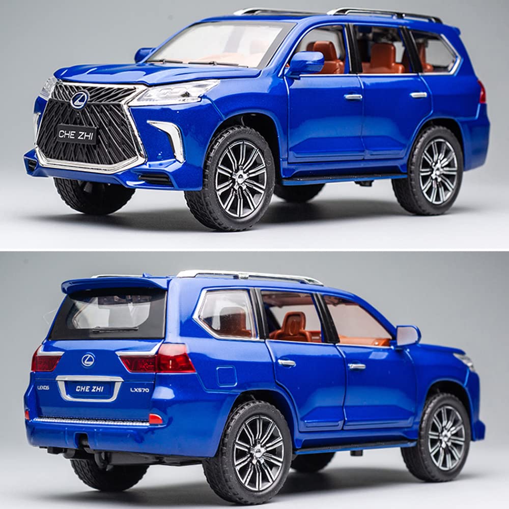 EROCK Exquisite car Model 1/24 Lexus 570 Off-Road in Luxury SUV Model Car, Zinc Alloy Pull Back Toy car with Sound and Light for Kids Boy Girl Gift
