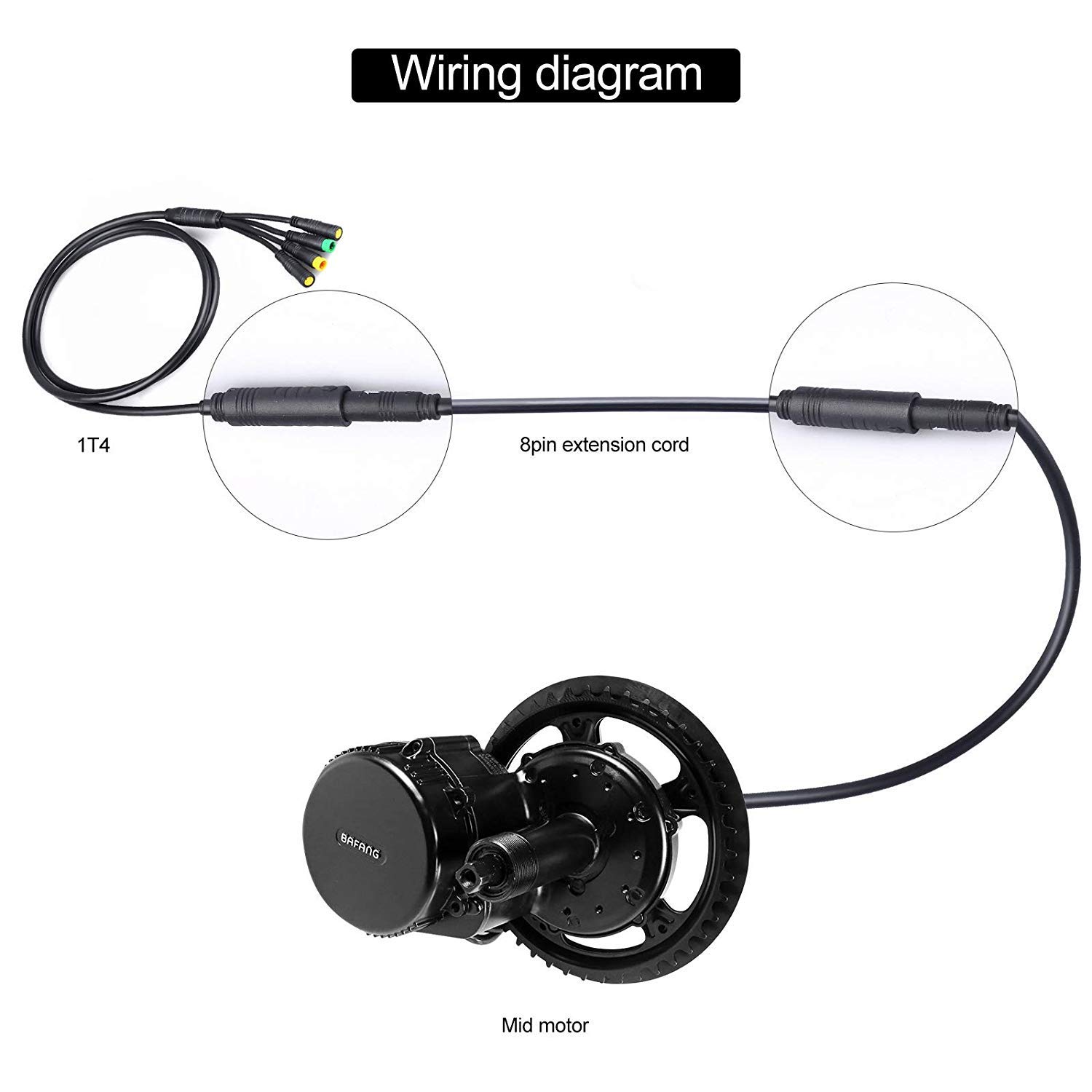 BAFANG Extension Cable 8 Pin Plug Connector BBS/BBSHD Motor Conversion Kit (60cm 8 pin Male to Female)