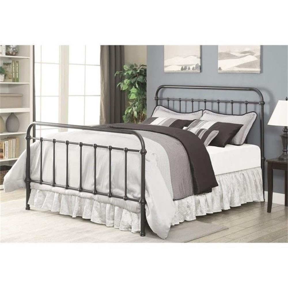 BOWERY HILL Traditional Metal Eastern King Size Spindle Bed in Dark Bronze