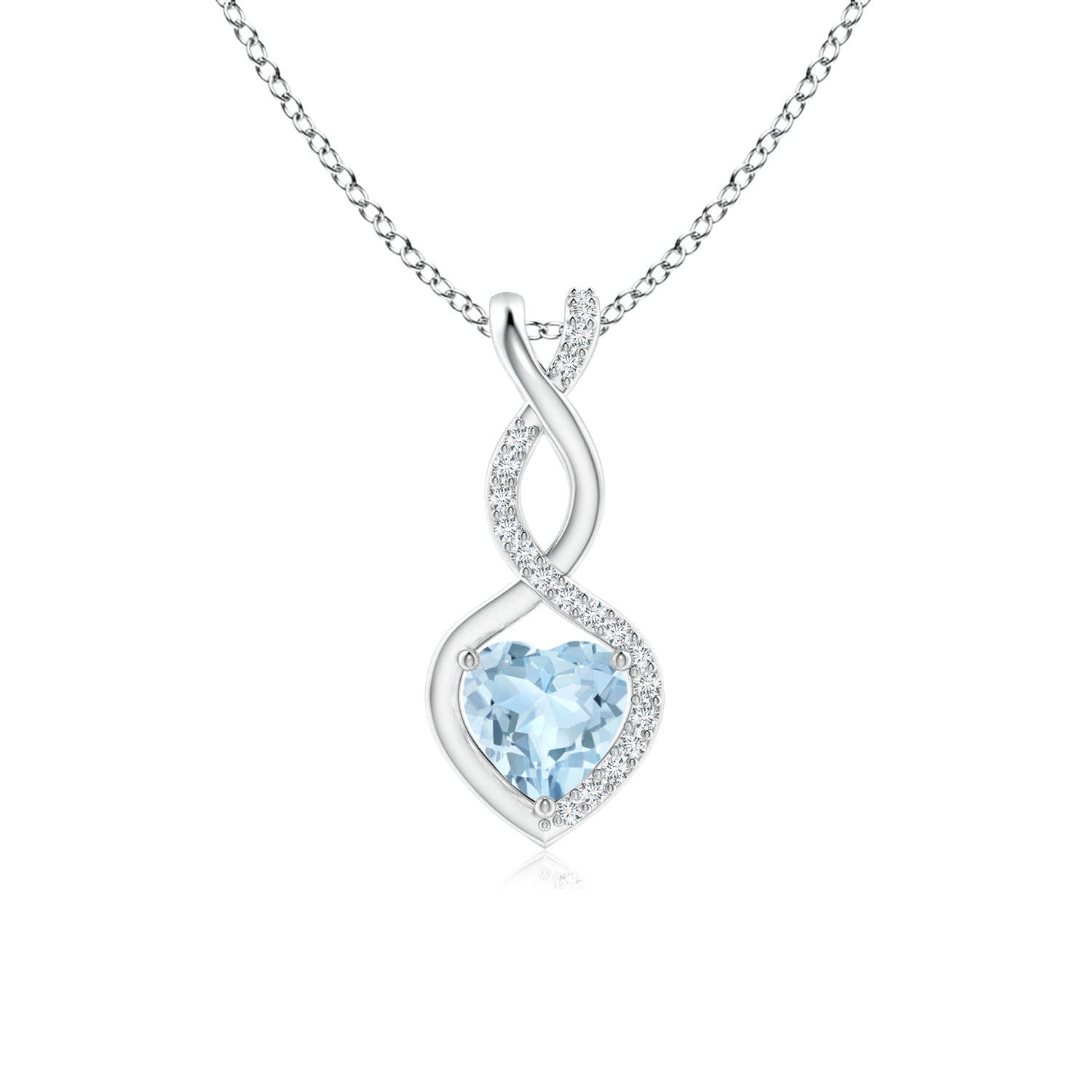 Angara Women Sterling Silver Natural Aquamarine Heart Pendant Necklace