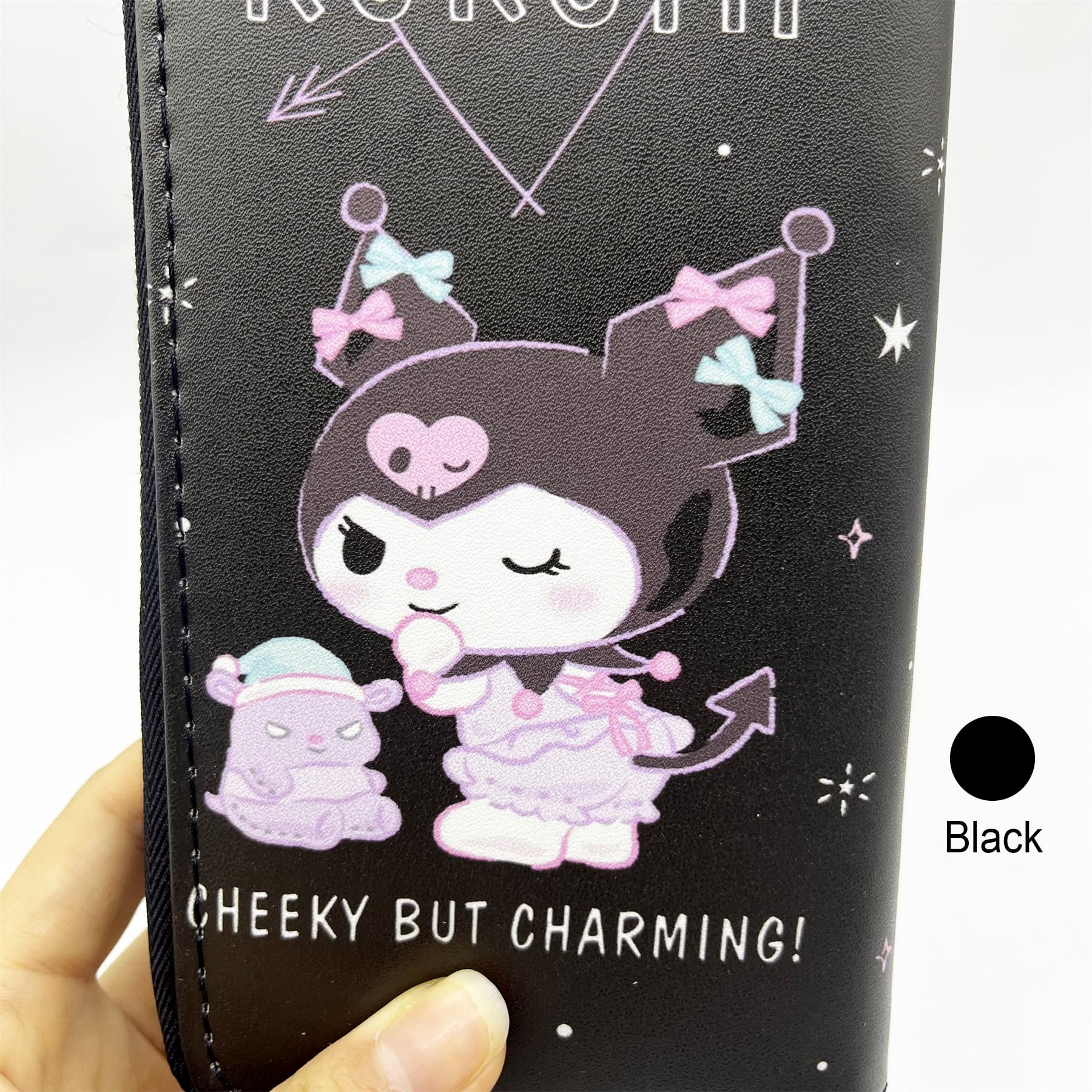 Anime Wallet Cute Purse Leather Cartoon Wallet for Girls Women (ku blackqb)¡