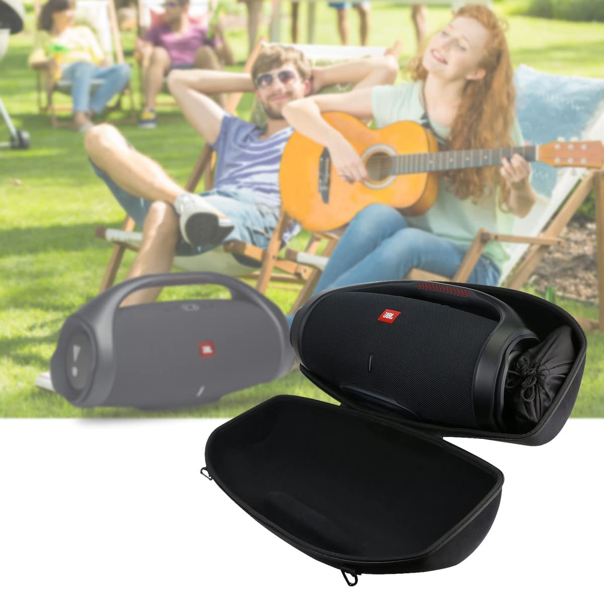 co2CREA Hard Travel case Replacement for JBL Boombox 2 Boombox 3 Waterproof Portable Bluetooth Speaker (All Black Case for Boombox 2 Speaker)