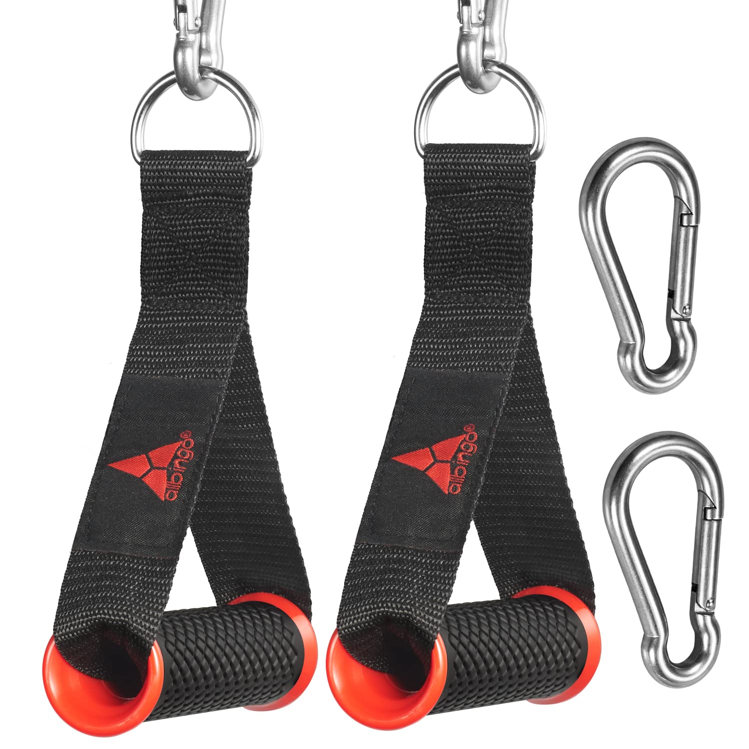 allbingo Pro Cable Handles Compatible with Bowflex and Cable Machine, Heavy Duty Exercise Hand Grips Attachment with 2 Carabiners for Resistance Bands Home Gym