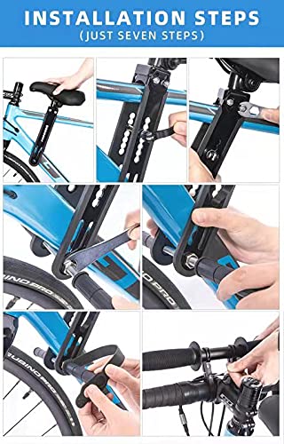 ASJN Kids Bike Seat and Handlebar Accessory Combo Pack,Detachable Front Mounted Child Bicycle Seats Compatible with All Adult Mountain Bikes, black