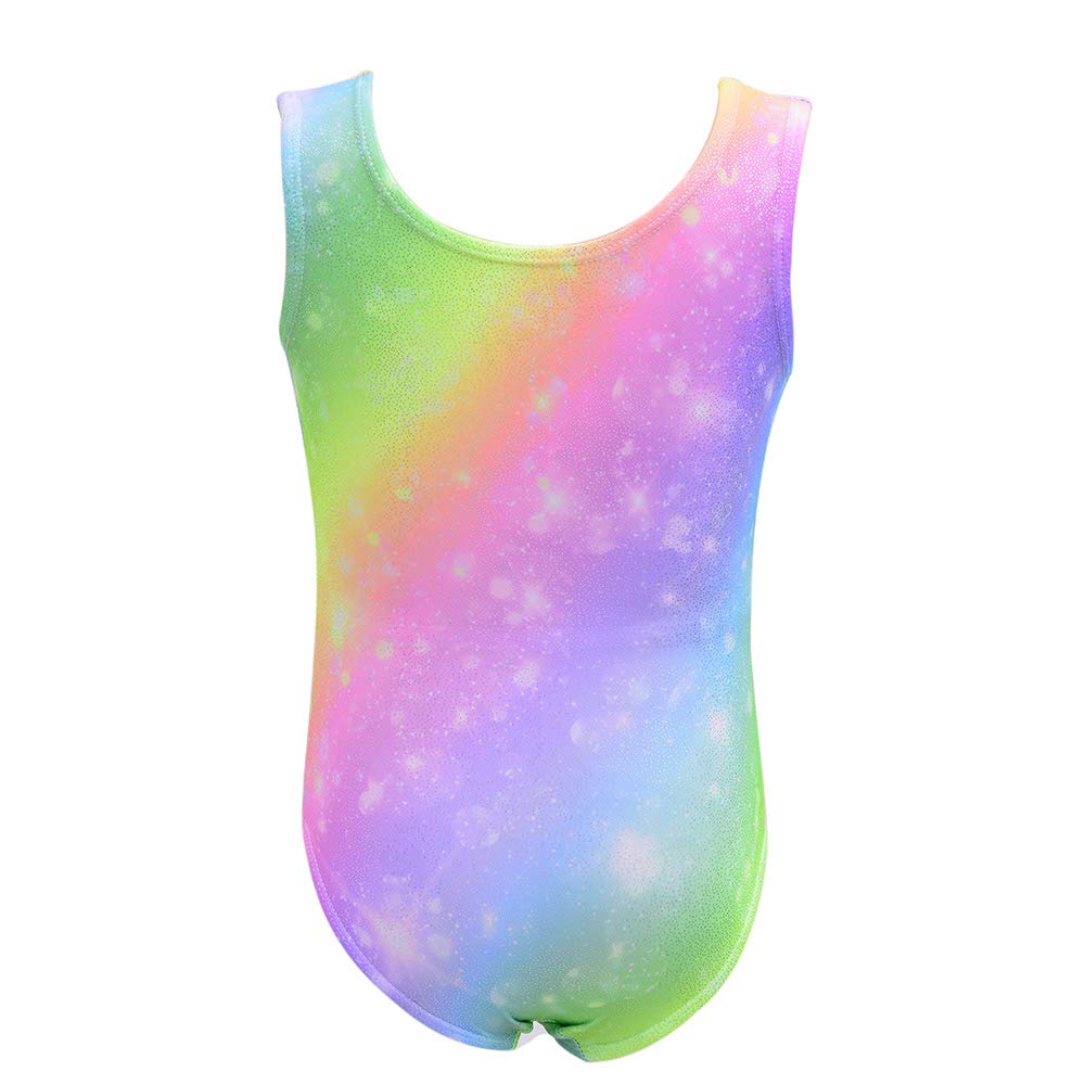 Aosva Gymnastics Leotards for Big Girls One-piece Brithday Colorful Rainbow Dancing Athletic Apparel 10-11Y