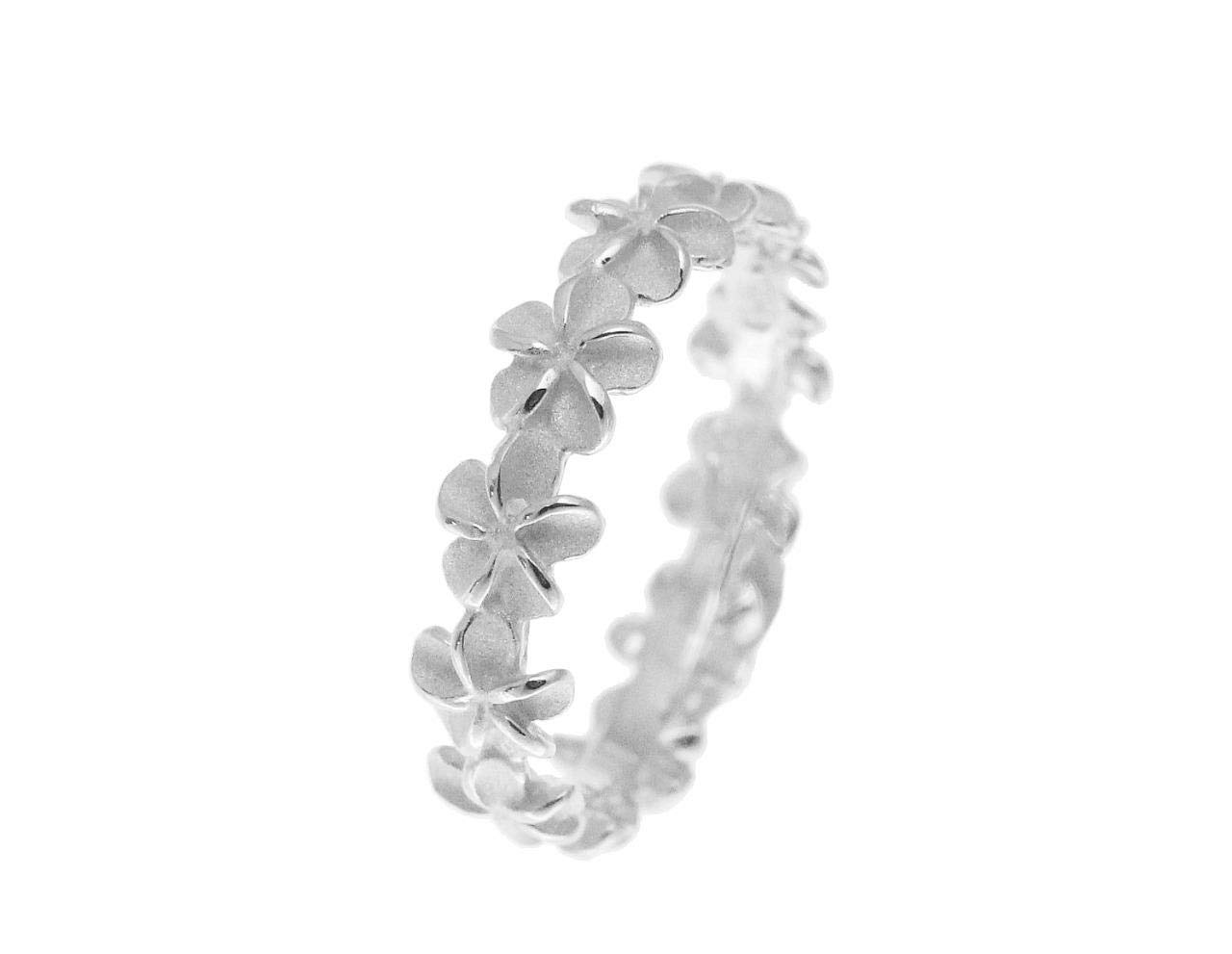 Arthur's Jewelry 925 sterling silver Hawaiian 5mm plumeria flower lei ring size 3.5