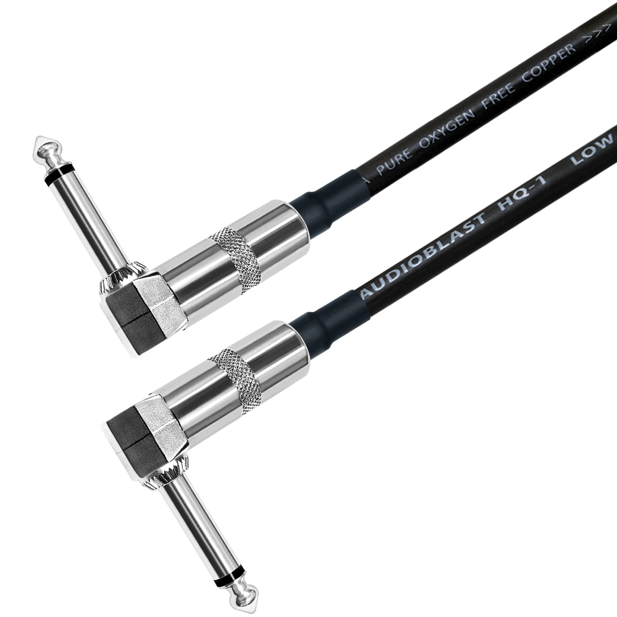 Audioblast - 3 Units - 2 Foot - HQ-1 - Ultra Flexible - Dual Shielded (100%) - Guitar Instrument Effects Pedal Patch Cable w/Eminence Right-Angled ¼ inch (6.35mm) TS Plugs & Double Staggered Boots