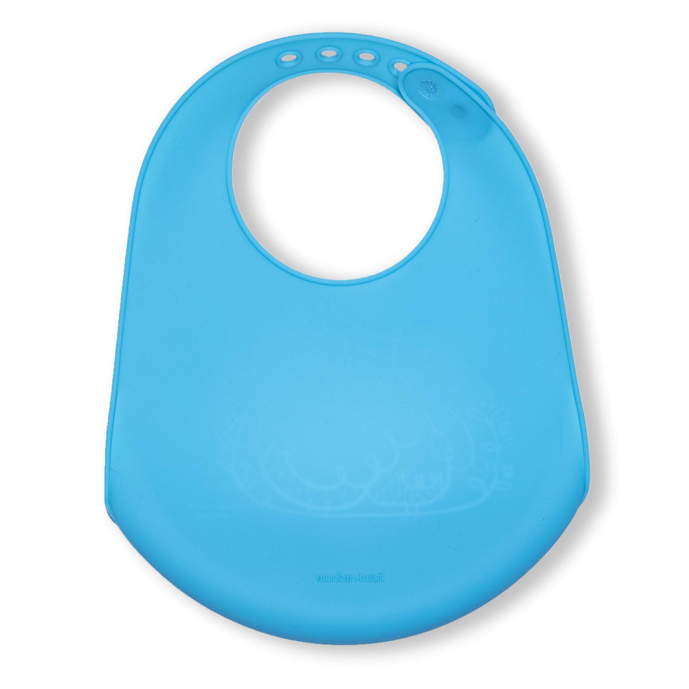 modern-twist Bucket-Bib 100% Food-Grade Silicone, Waterproof and Reusable, Owls โ Electric Blue