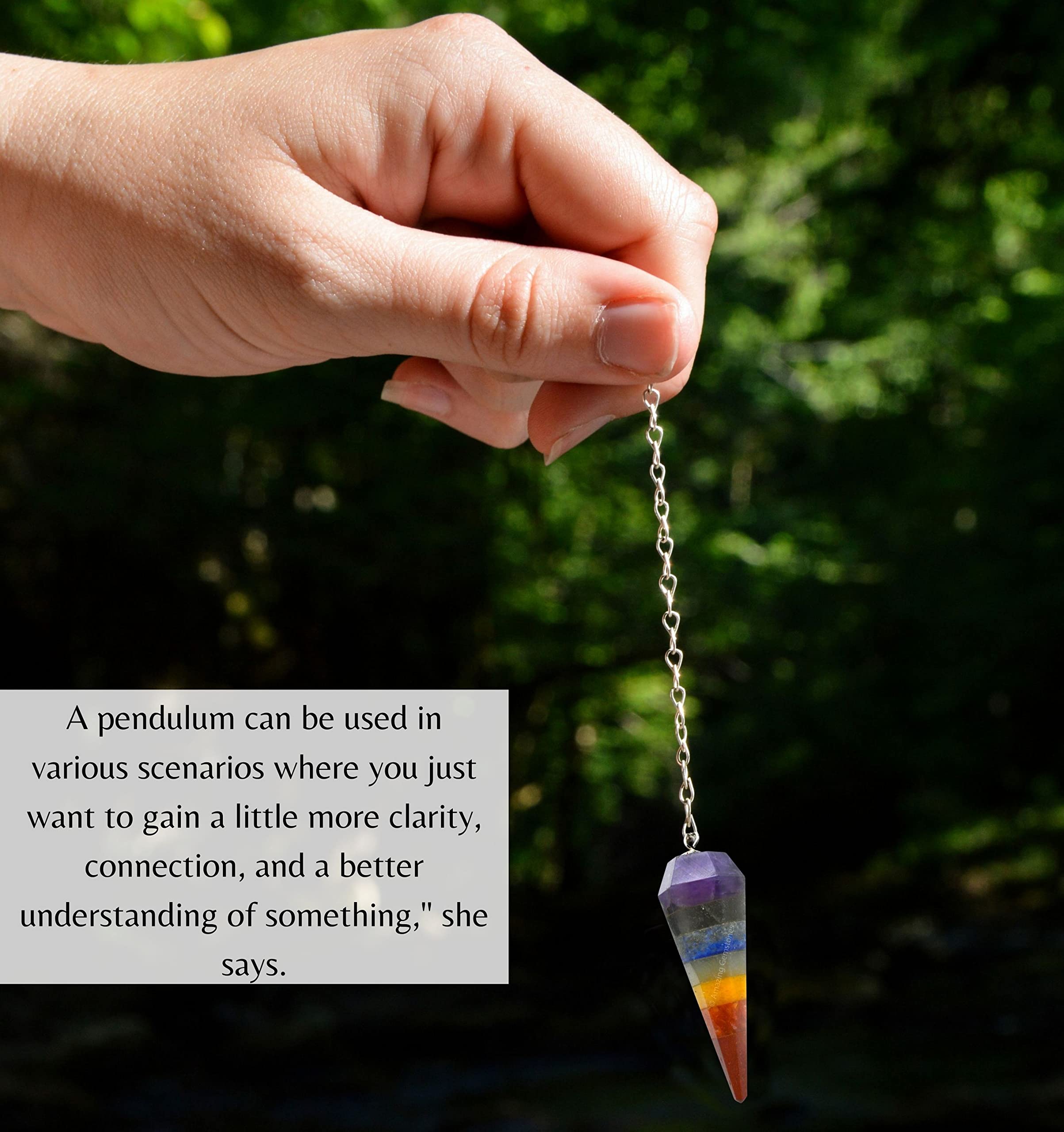 Amazing Gemstone Selenite Crystal Pendulum for Divination - Dowsing Pendulum Necklace with Chain and Crystal Ball for Reiki Healing and Crystal Grid Meditation