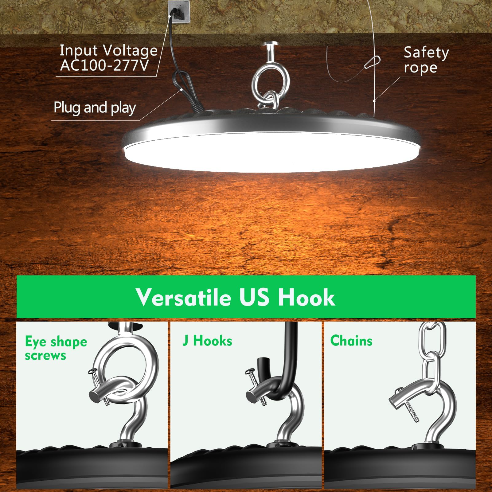 bulbeats 240W LED High Bay Light 36000lm (Eqv.1000W MH/HPS) 5000K ETL Listed High Bay LED Light, AC100-277V UFO Lights-4Pack 𝟓𝐘𝐫𝐬 𝐖𝐚𝐫𝐫𝐚𝐧𝐭𝐲