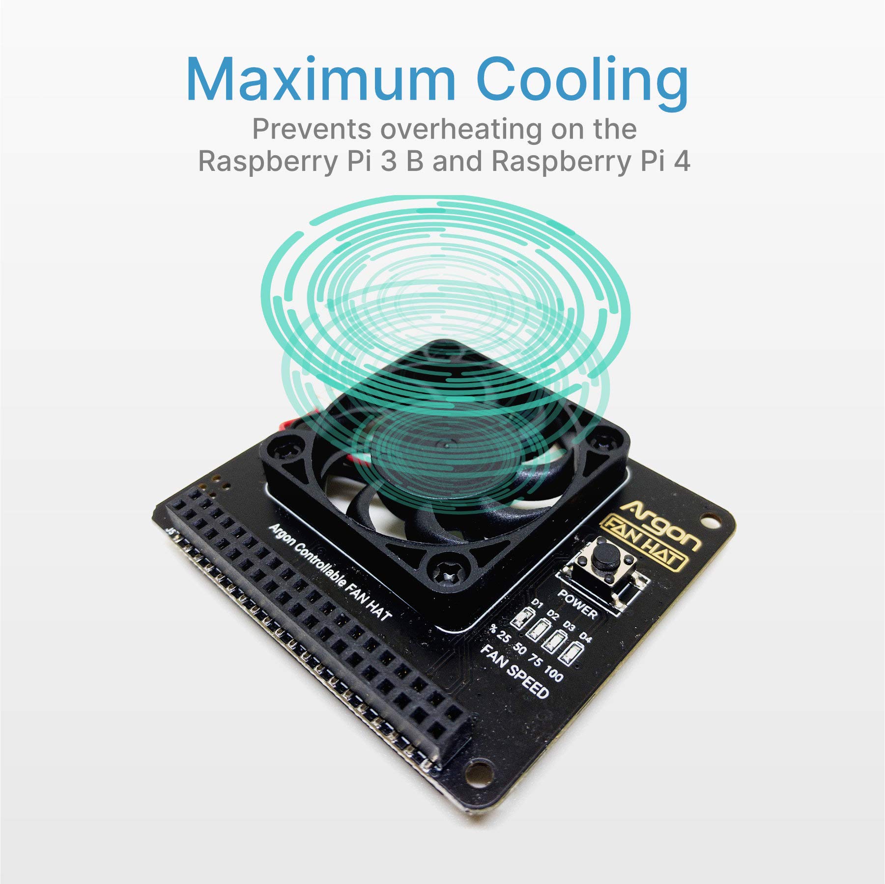Argon NEO Case with Cooling Fan HAT for Raspberry Pi 4 | Supports Camera, and LCD Display | GPIO and PoE Pins are Accessible