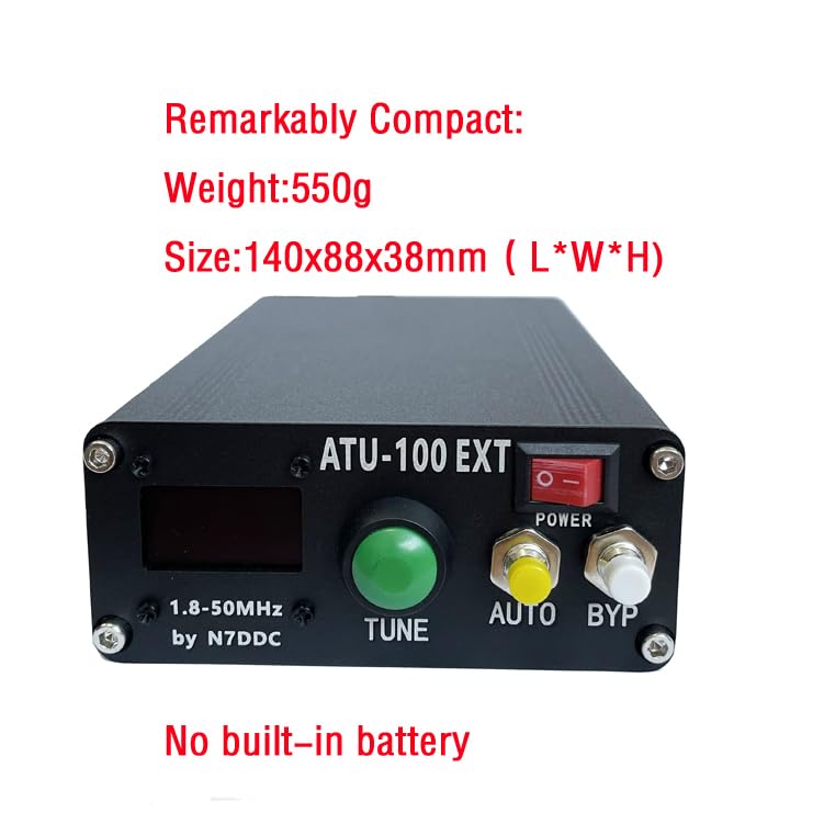 Malahit ATU-100 EXT Antenna Tuner 1.8-50MHz atu100 by N7DDC 7x7 0.96 Inch OLED 3.2 Firmware Programmed with Housing Assembled Machine with USB Cable(No Battery)