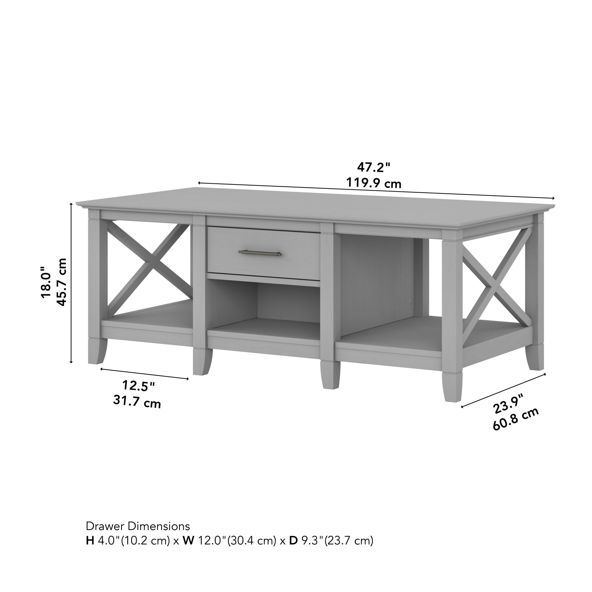Bush KWT148CG-03 Key West 47-Inch x 24-Inch Coffee Table, Cape Cod Gray