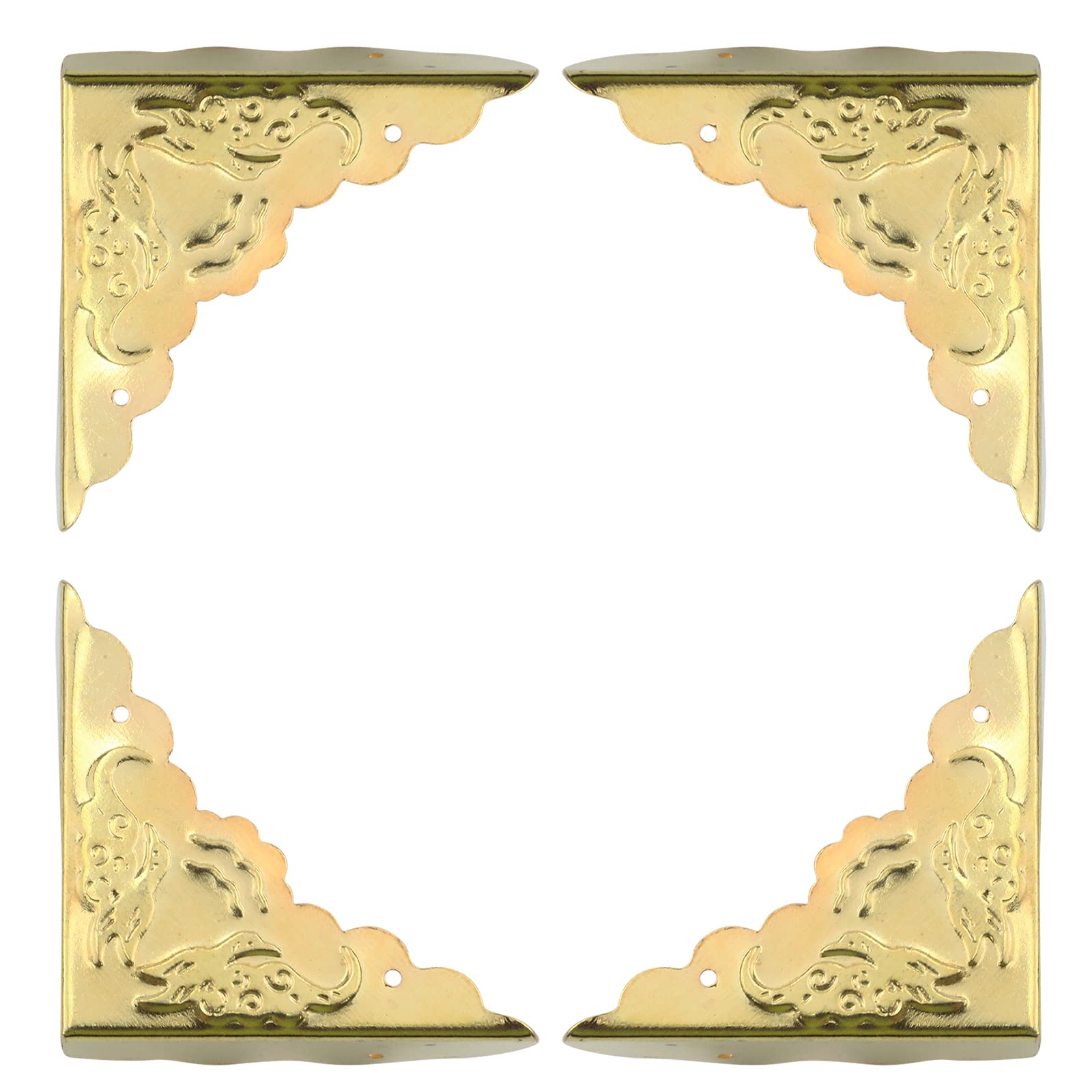 Antrader Antique Decorative Box Corner Protector Edge Safety Furniture Corner Guard, 1.6" x 1.6" Gold Tone, Pack of 24