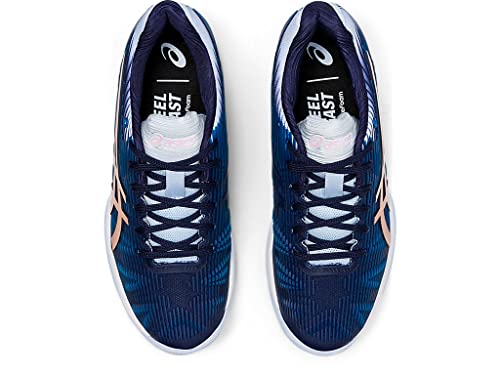 ASICS Women's Solution Speed FlyteFoam Clay Tennis Shoes, 6.5, Peacoat/Rose Gold