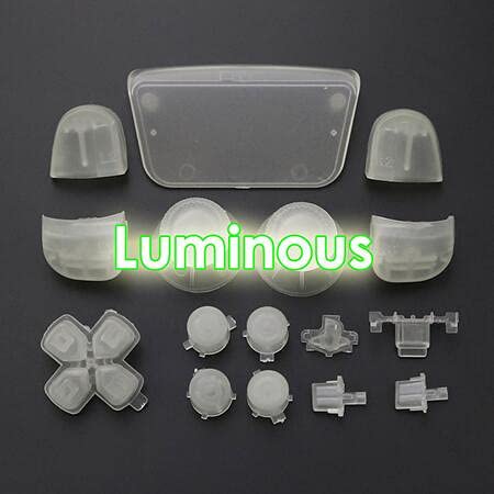 Full Buttons Set for PS5 Joysticks Dpad R1 L1 R2 L2 Direction Key ABXY Buttons Trigger Button Cap Cover for Sony Playstion 5 PS5 BDM-010 Game Console (Luminous)