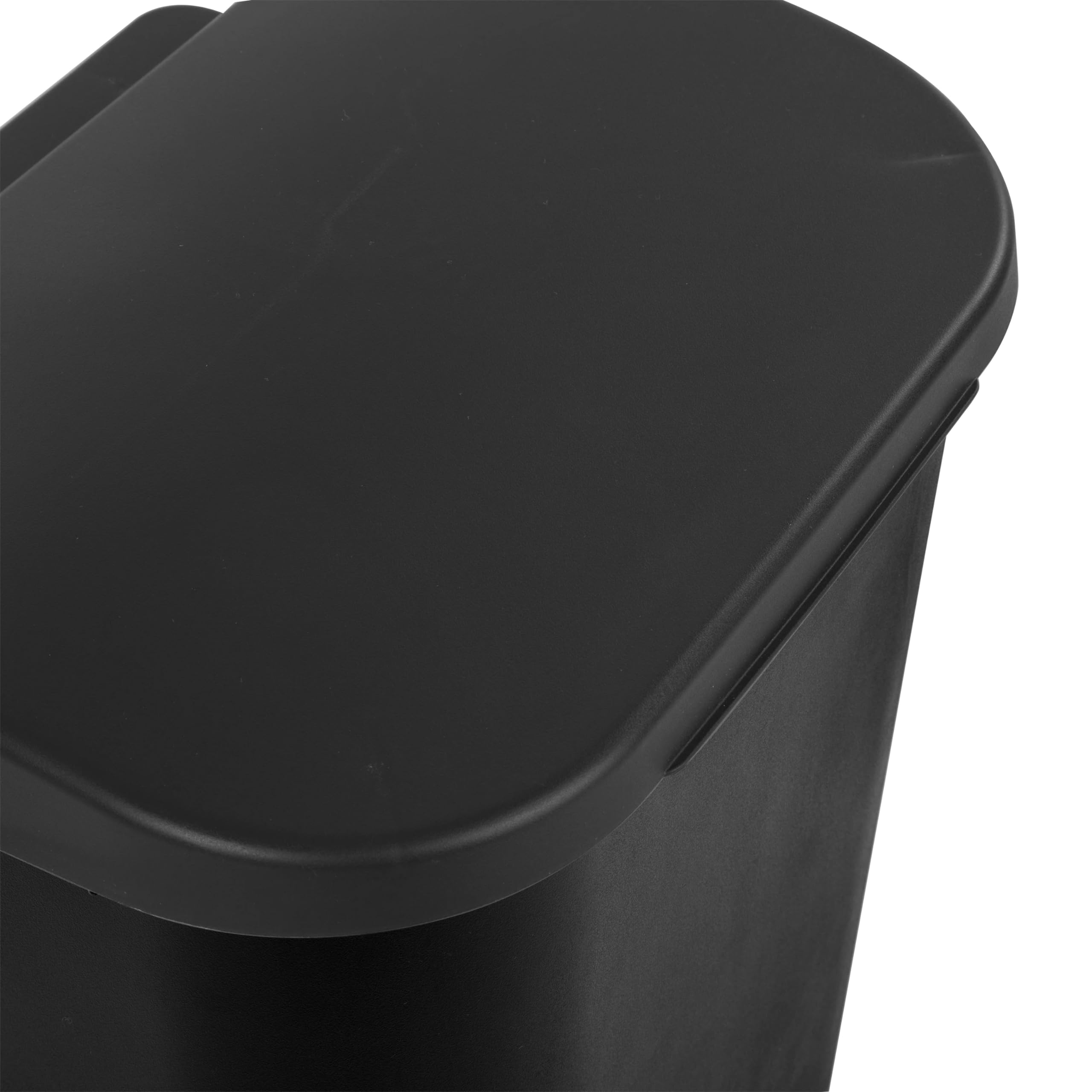BHCHA 11.3 Gal. Lift Top Wastebasket Plastic, Black