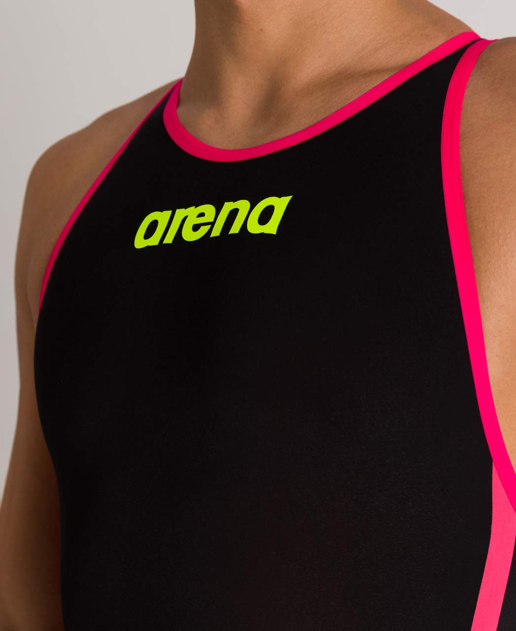 arena Powerskin R-Evo+ Open Water Closed Back Men's Racing Swimsuit, Black / Fluo Yellow, 28