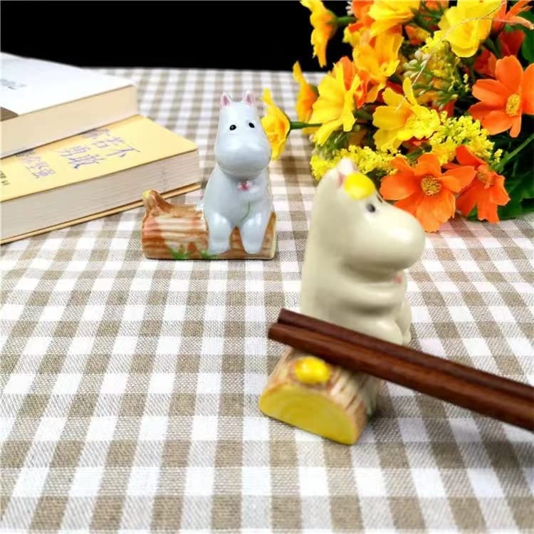 APULM cute ceramic trinkets Hippo chopstick rest 4 piece set