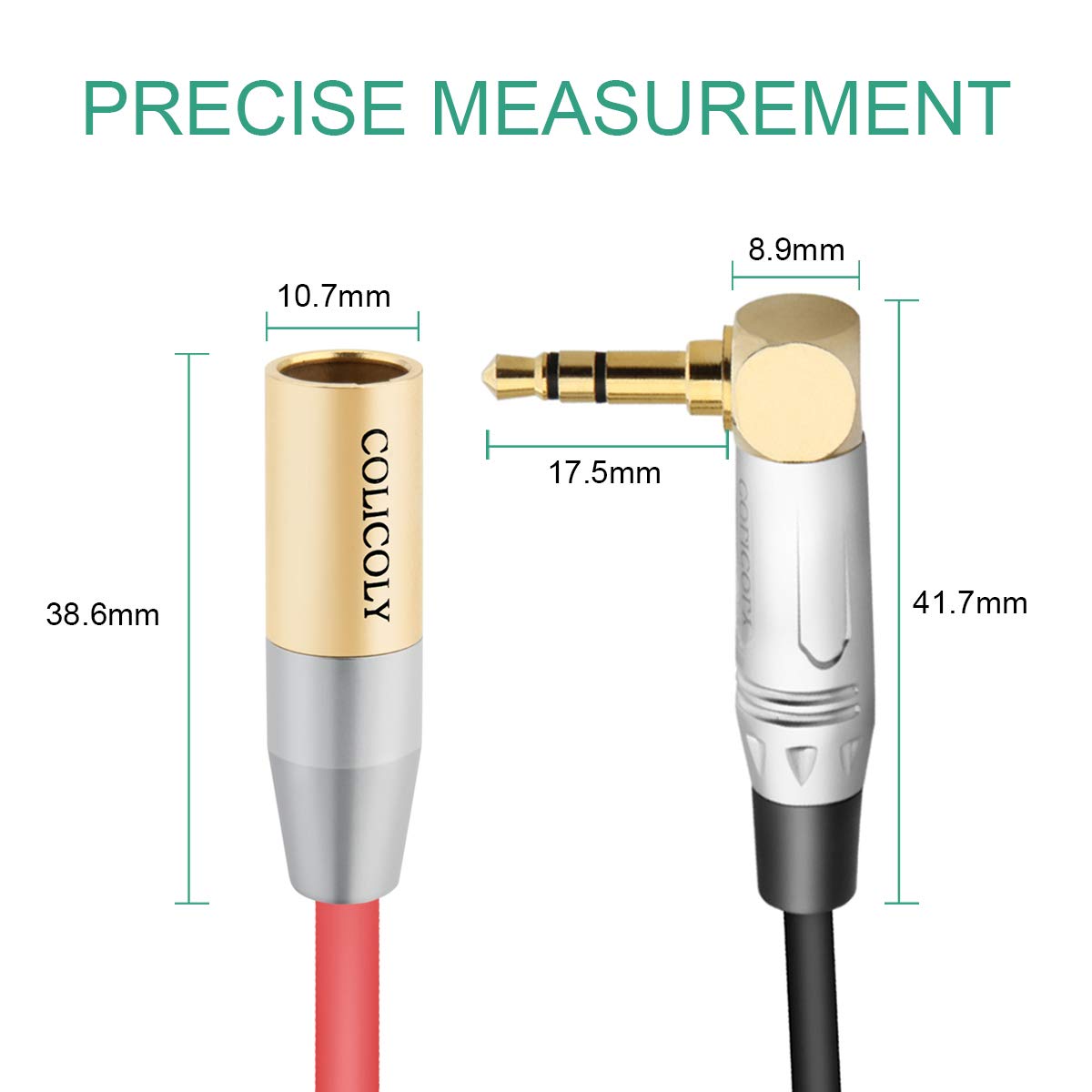 COLICOLY 3.5mm (1/8 inch) Mini Jack Stereo to 3 Pin Mini XLR Mic Instrument Cable - 3ft