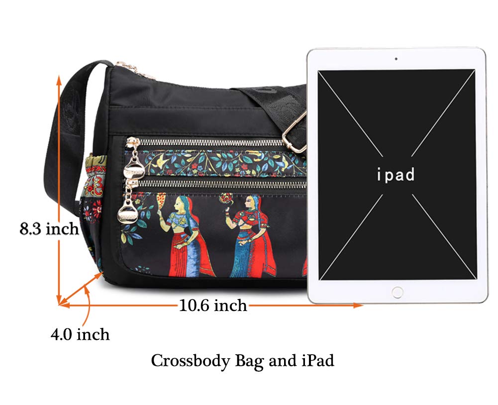 Collsants Small Nylon Crossbody Bag Everyday Purse for Women Travel Shoulder Bag Multi Pocket (zb)