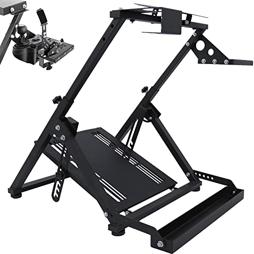 Marada G920 Steering Wheel Stand with Seat Slot Cup Holder Fit for Logitech Thrustmaster Moza G923 G27 G29 G920 T248 T300RS R5 Adjustable Foldable Racing Stand, without Wheel Pedal Handbrake
