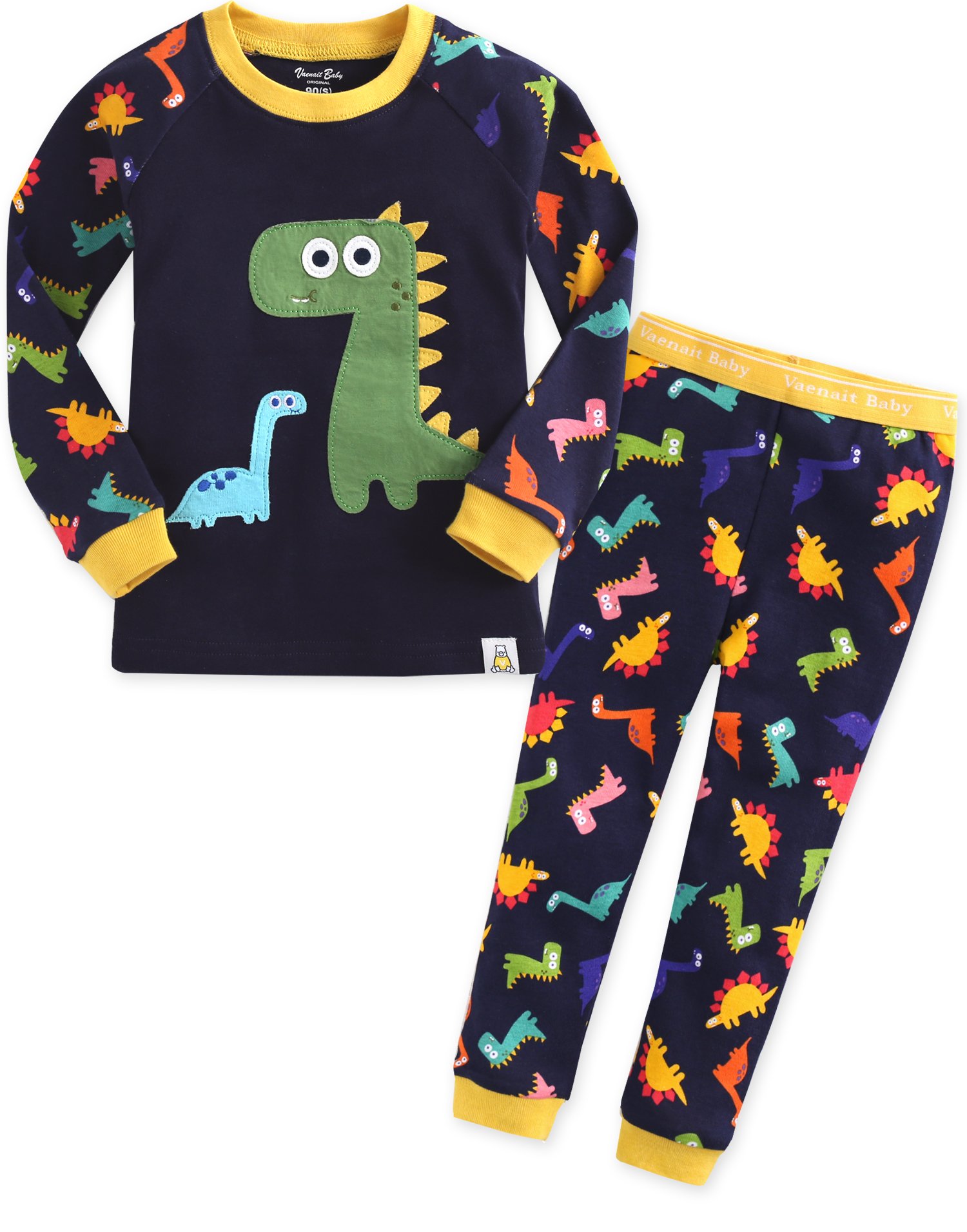 VAENAIT BABY Kids Boys Girls Long Sleeve Cotton Sleepwear Pajamas 2pcs Set Buddy Dino 4-5T/L
