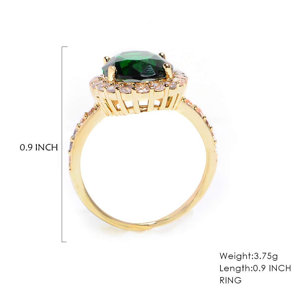 Artilady Cz Emerald Rings for Women - Simulated Emerald Solstice Ring AAAA Cubic Zirconia Open Band Rings, Adjustable for US 5-9 (Emerald Green, Adjustable)