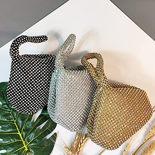 MariaKinz Women's Rhinestone Mash Wristlet Pouch (Silver)
