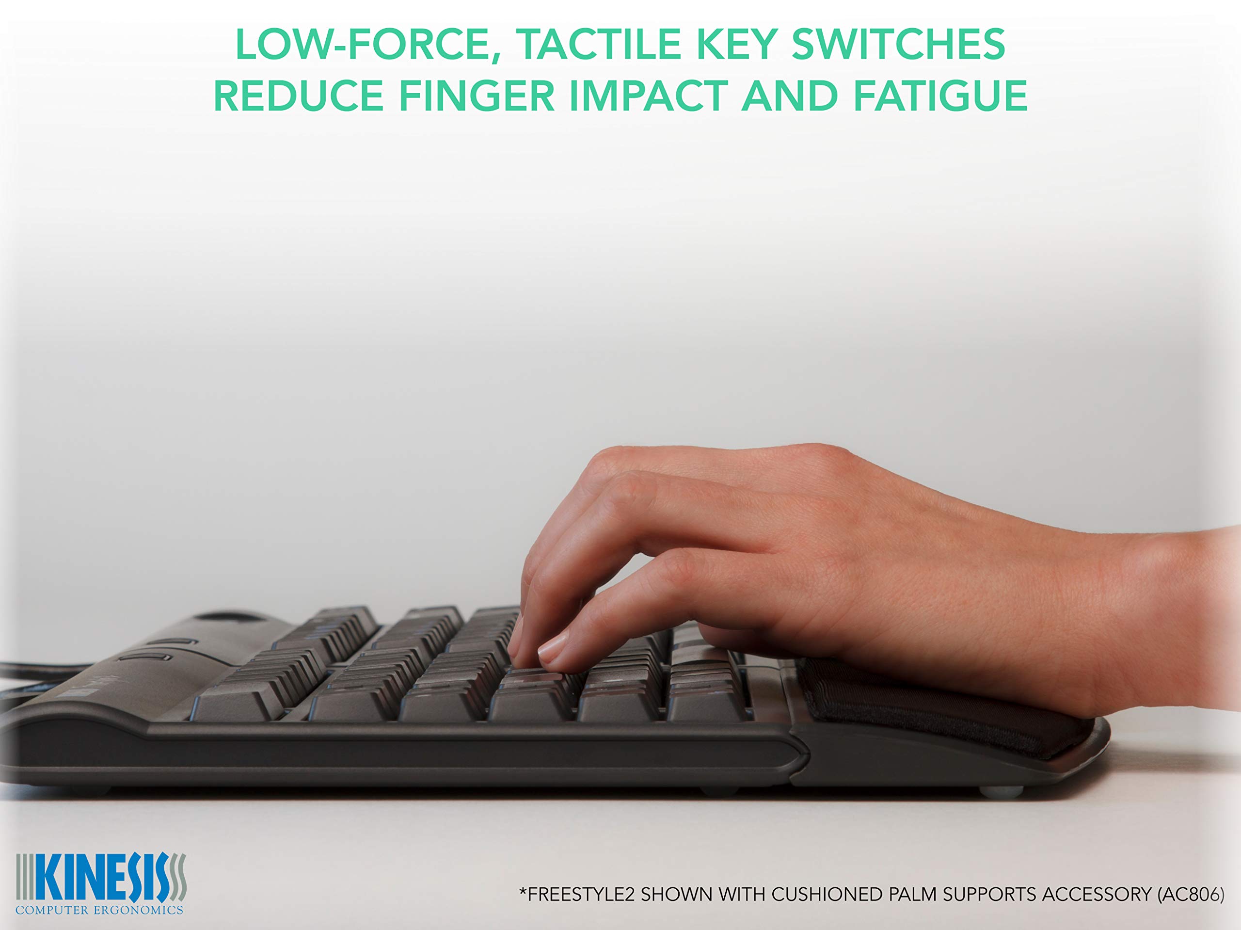 KINESIS Freestyle2 Blue Wireless Ergonomic Keyboard for PC (9" Separation), Dark Gray
