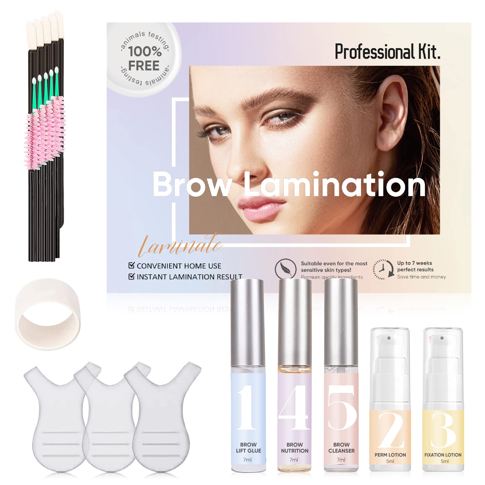 Aromandina Brow Lamination Kit, Professional Eyebrow Lamination Kit with Keratin, Long-Lasting Instant DIY Eye Brow Lift Kit for Thicker, Fuller, Purple