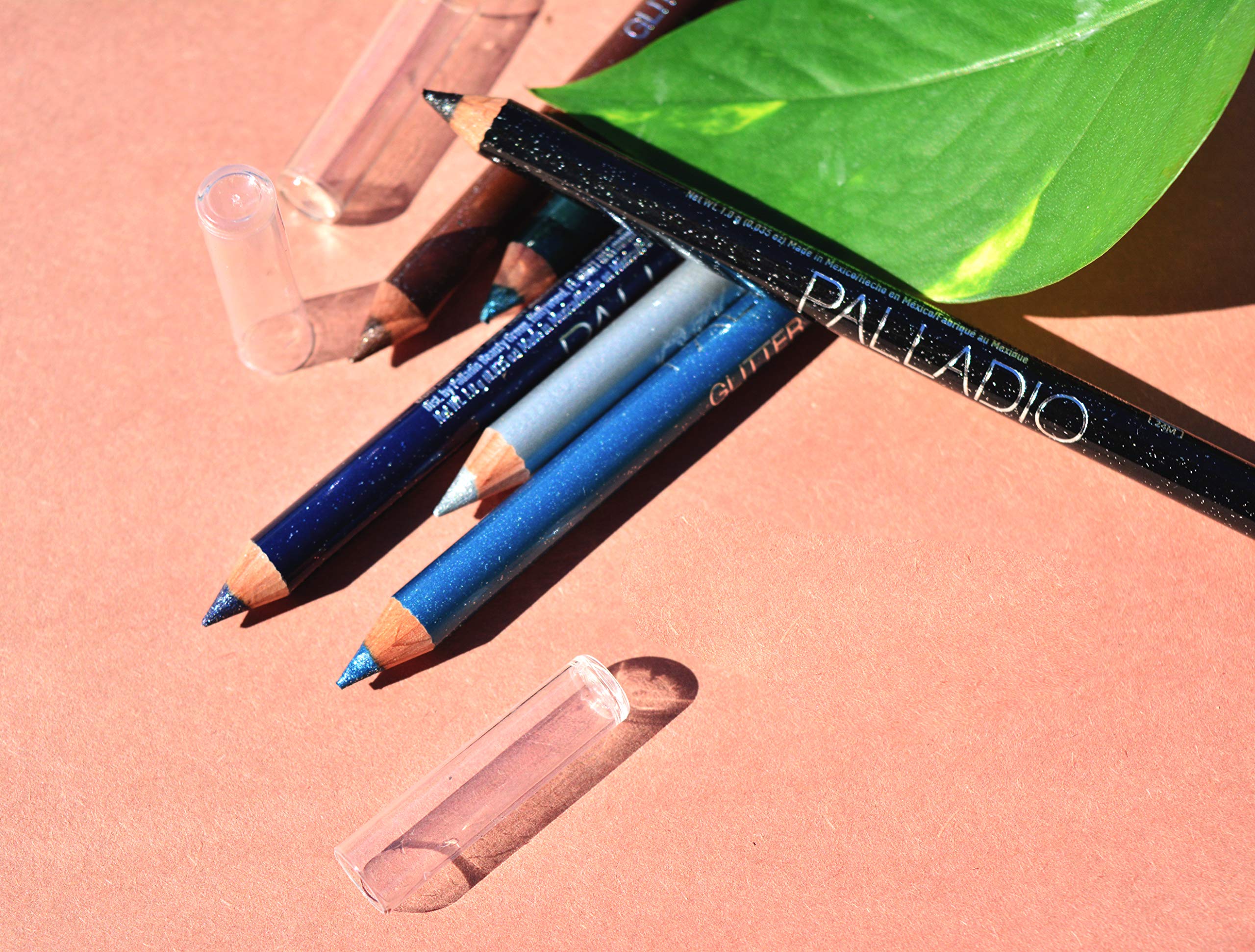 Palladio Glitter Eyeliner Pencil, Longlasting Creamy Cosmetic Pencil, Shimmer Eye Liner, Buttery Smooth Tip, Professional Makeup Glittery Pencil, Sharpenable, Blue Sparkle