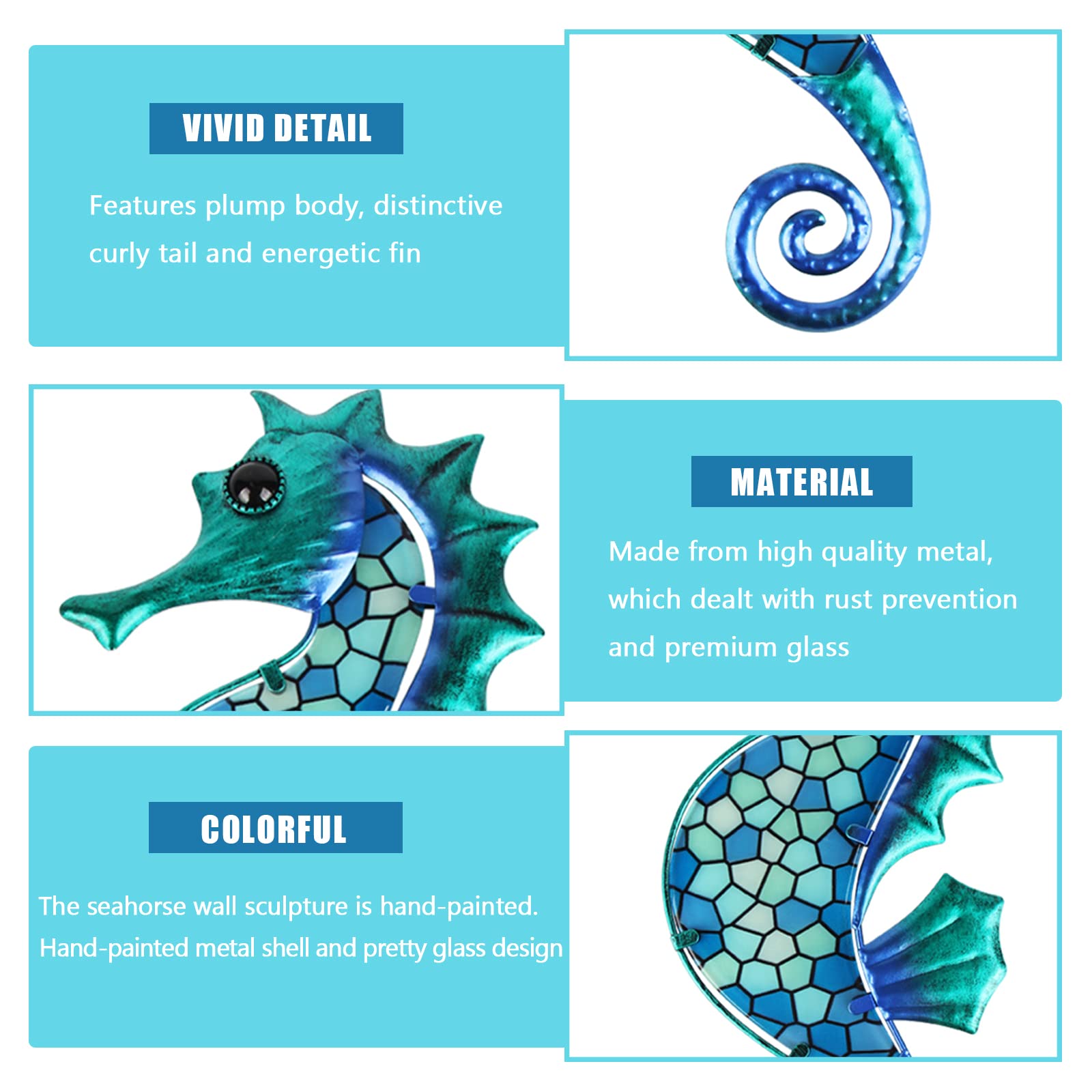 HONGLAND 2 Pack Metal Wall Art Seahorse Wall Decor Coastal Wall Sculptures Beach Theme Wall Decoration for Home,Garden,Fence 12 inch