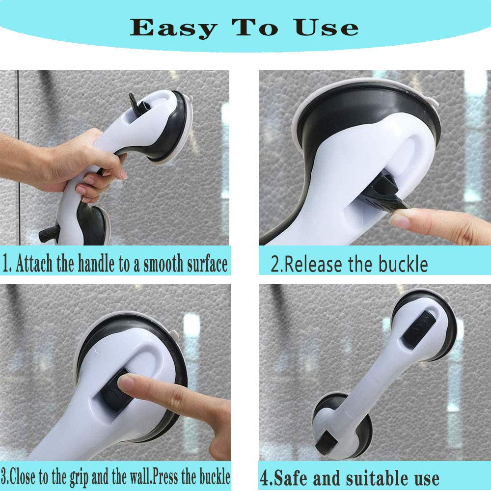 BQTYBD Suction Grab Bar,2 Pack Grab Bars for Bathroom,Suction Cup Handle Grab bar with Dual Locking,Anti-Slip Grip Safety Grab Bars for Elderly,Senior Assist Bath Handle