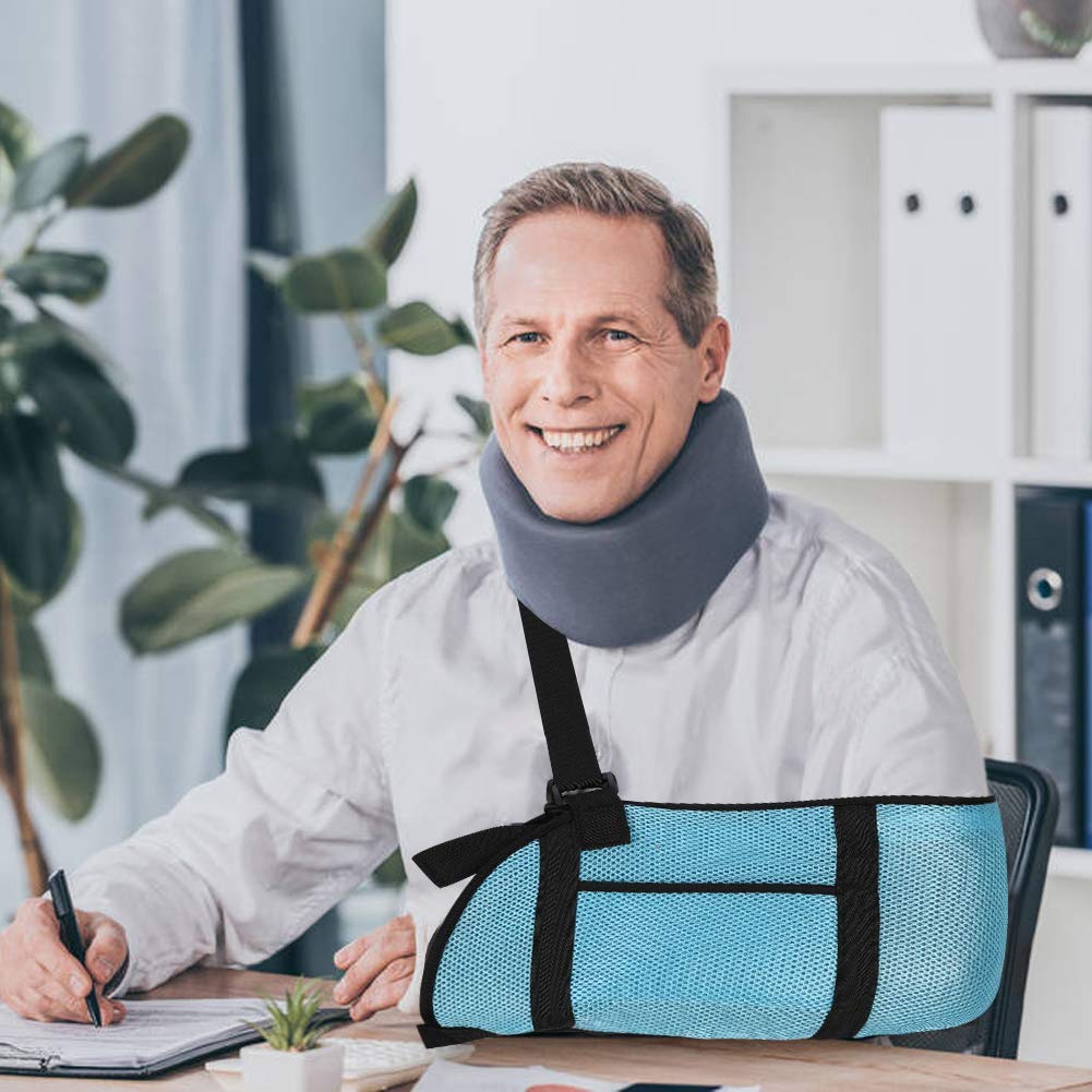 Arm Sling with Thumb and Shoulder Sling, Breathable Mesh Sling Immobilizer Elbow Arm Support for Broken Arm Shoulder Injury Available for Women and Men Left or Right Arm