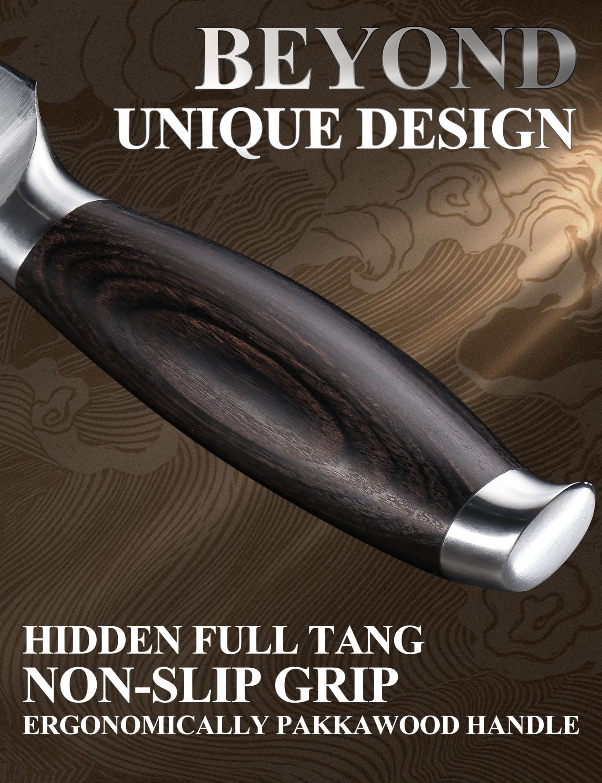 WILDMOK 7 Inch Santoku Knife, Japanese Chef Knife -Ultra Sharp Kitchen Chopping Knife, German Stainless Steel Chef Knife with Pakka Wood Handle, Gift Box